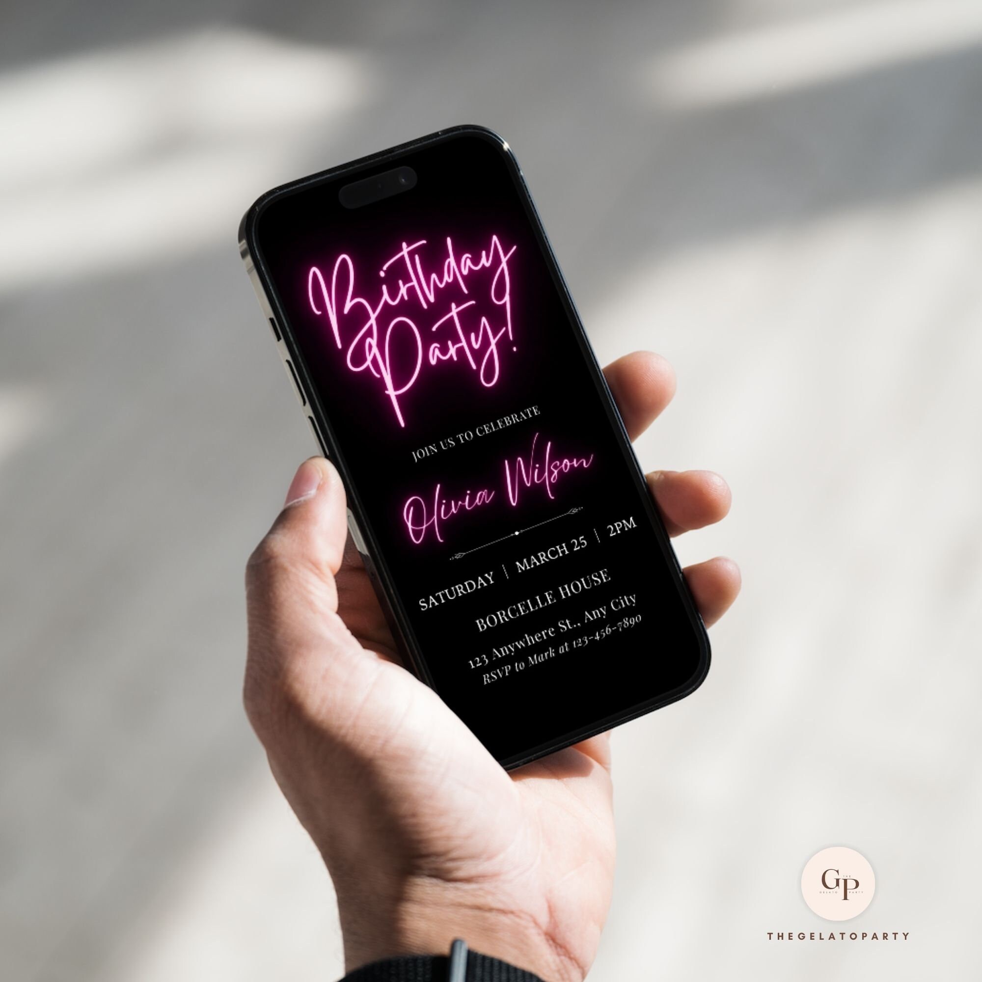 EDITABLE Neon Light Birthday Party Invitation Birthday Invitation ...