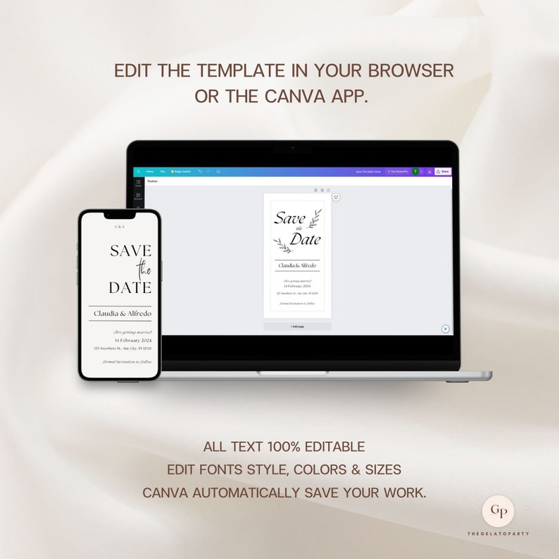 EDITABLE Electronic Save the Date Template, Minimalist Digital Save the ...