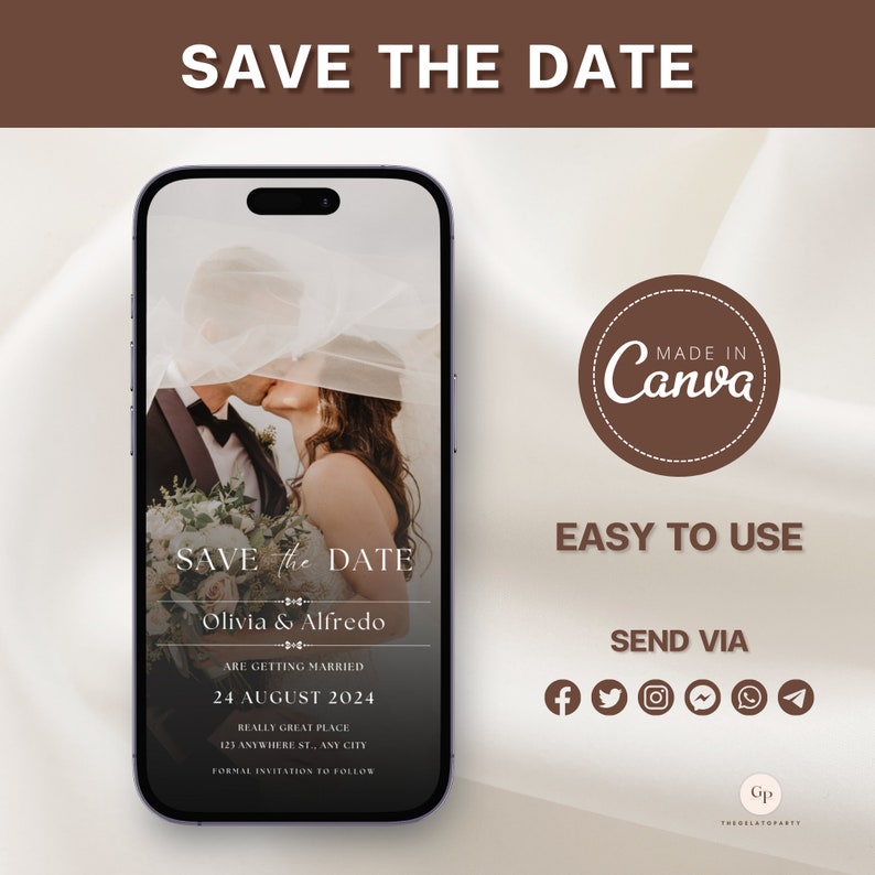 EDITABLE Save the Date Template Minimal Save the Date Digital Invite Simple Save the Date Evite ...