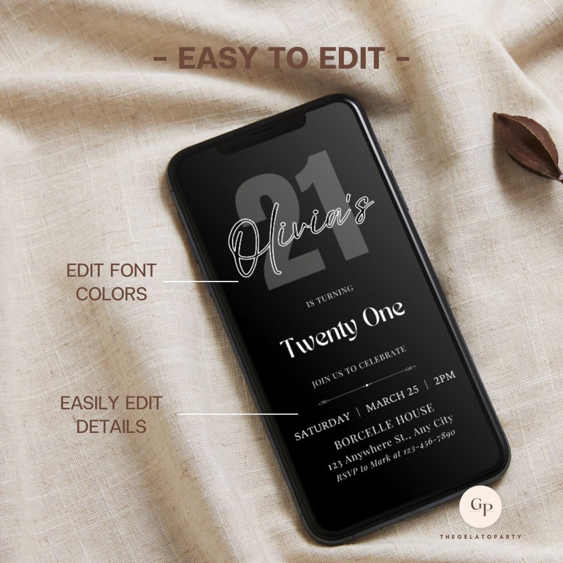 Editable 21st Birthday Party Invitation Birthday Invitation Animated ...