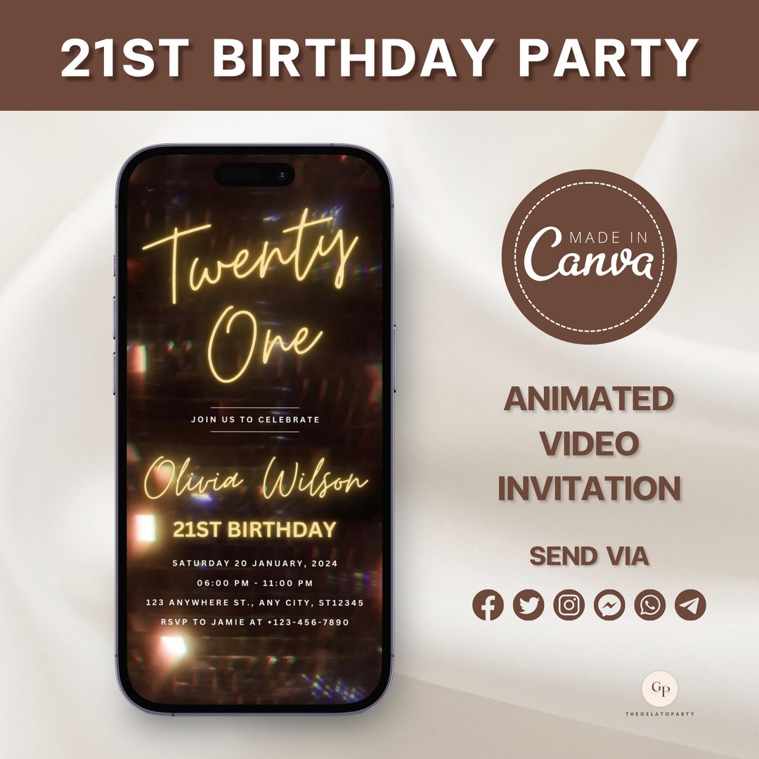 EDITABLE Neon Light Birthday Party Invitation Birthday Invitation ...