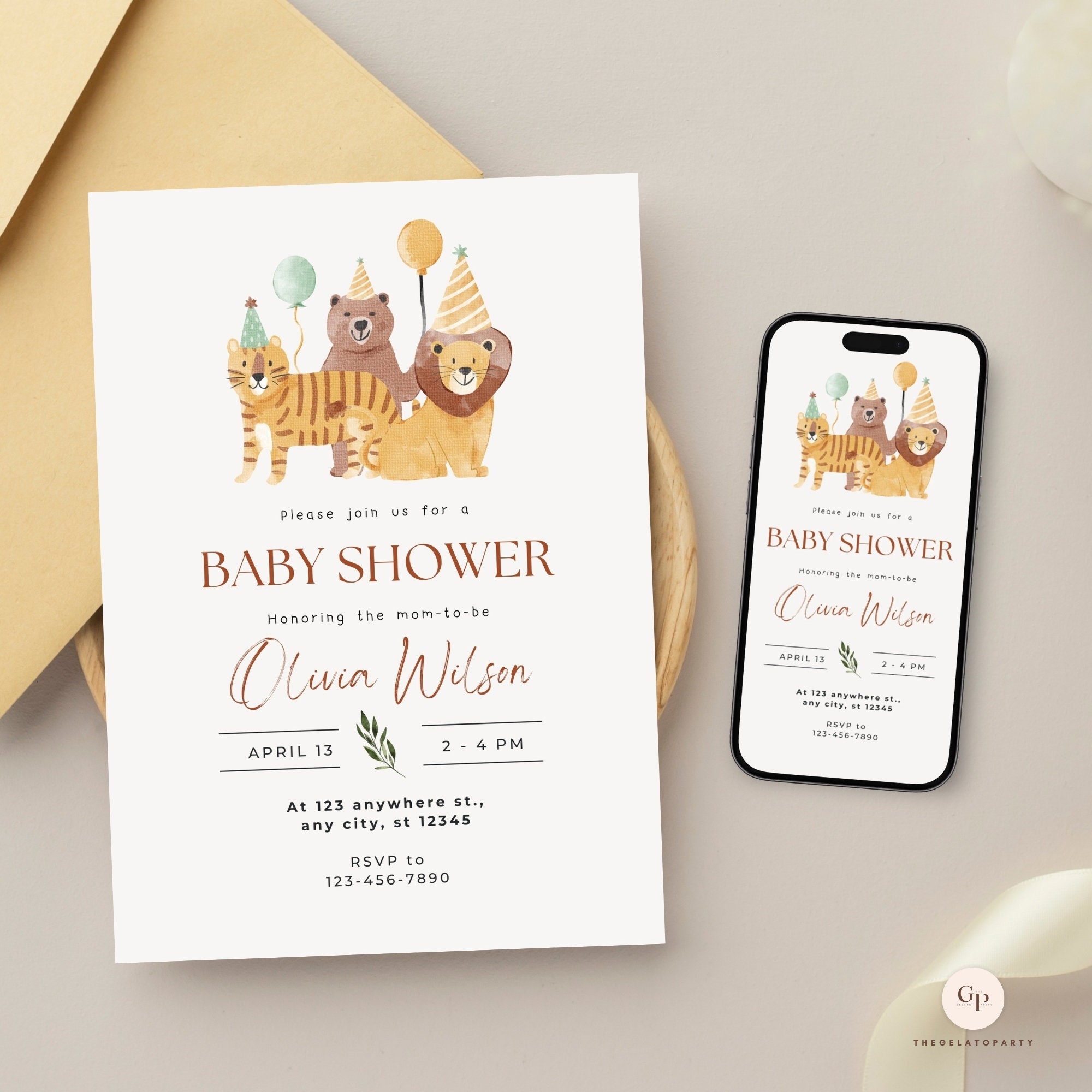 EDITABLE Jungle Baby Shower Invitation Baby Shower Invites Digital ...