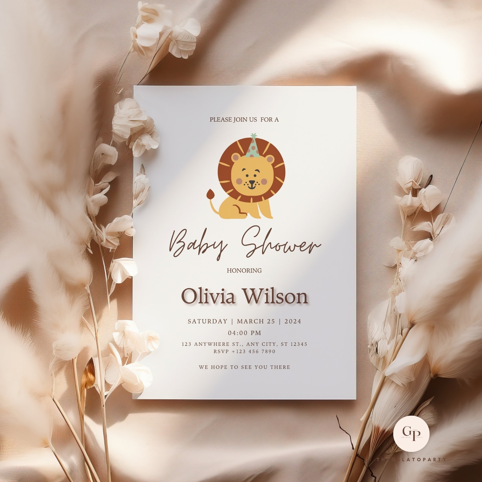 Editable Lion Baby Shower Invitation Baby Shower Invite Baby Shower ...