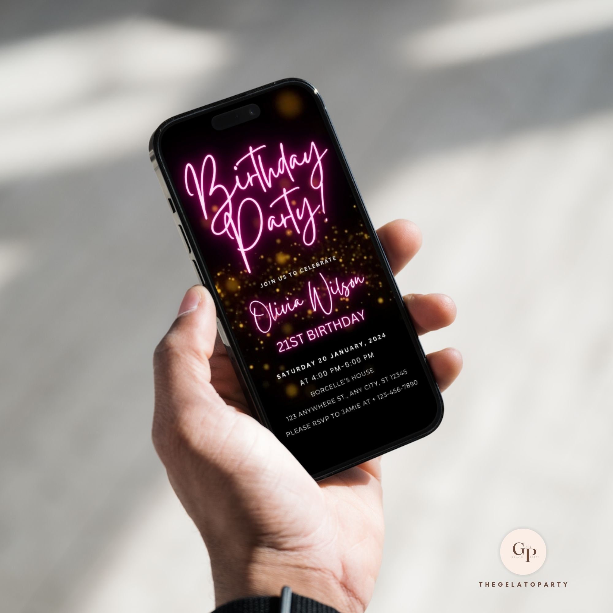 EDITABLE Neon Light Birthday Party Invitation Birthday Invitation ...
