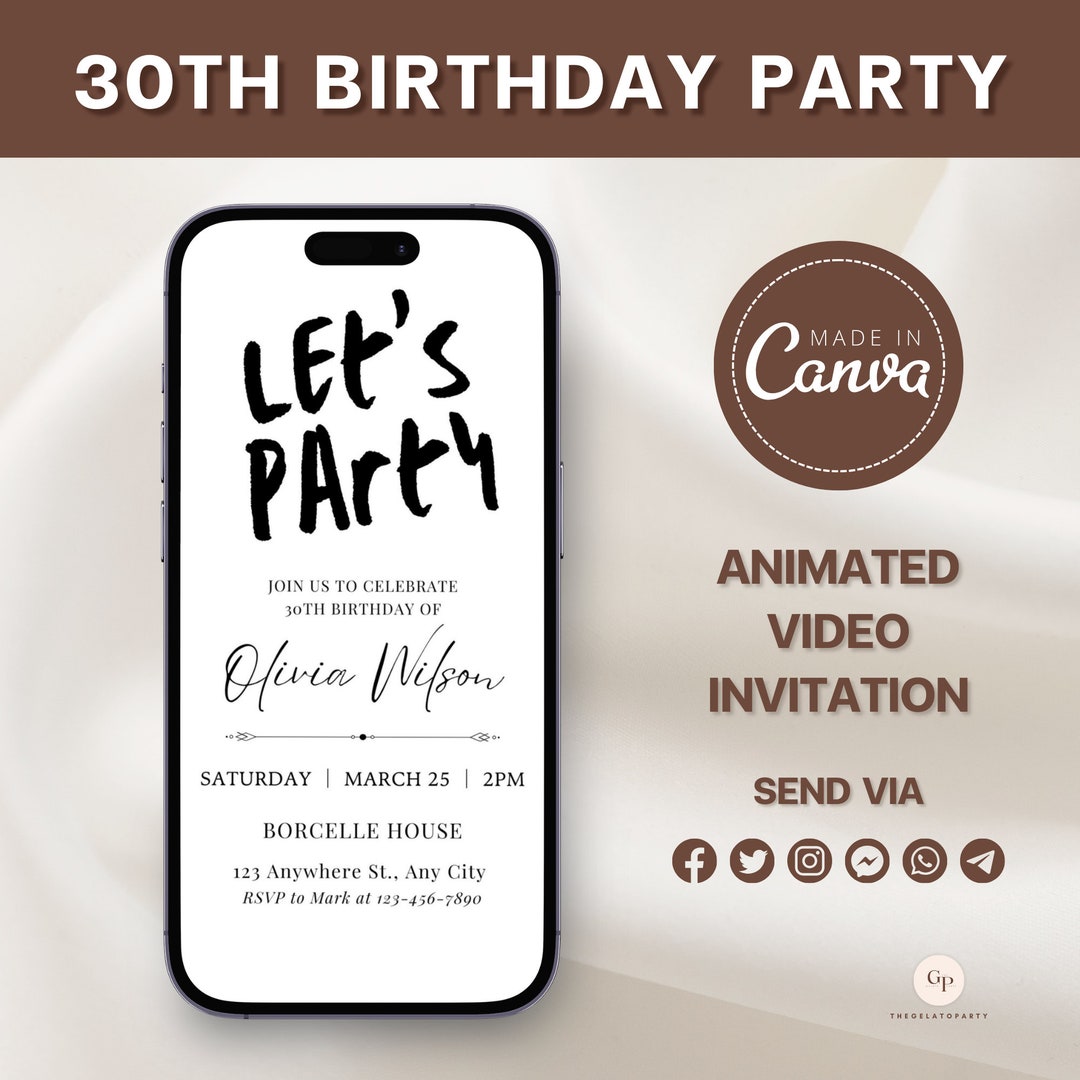 Let's Party Birthday Invitation Electronic Invitation Digital ...