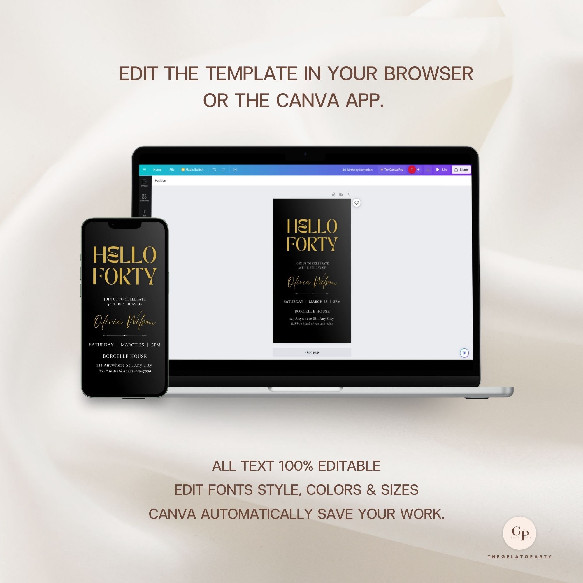 EDITABLE Hello Forty 40th Birthday Party Invitation Birthday Invitation ...