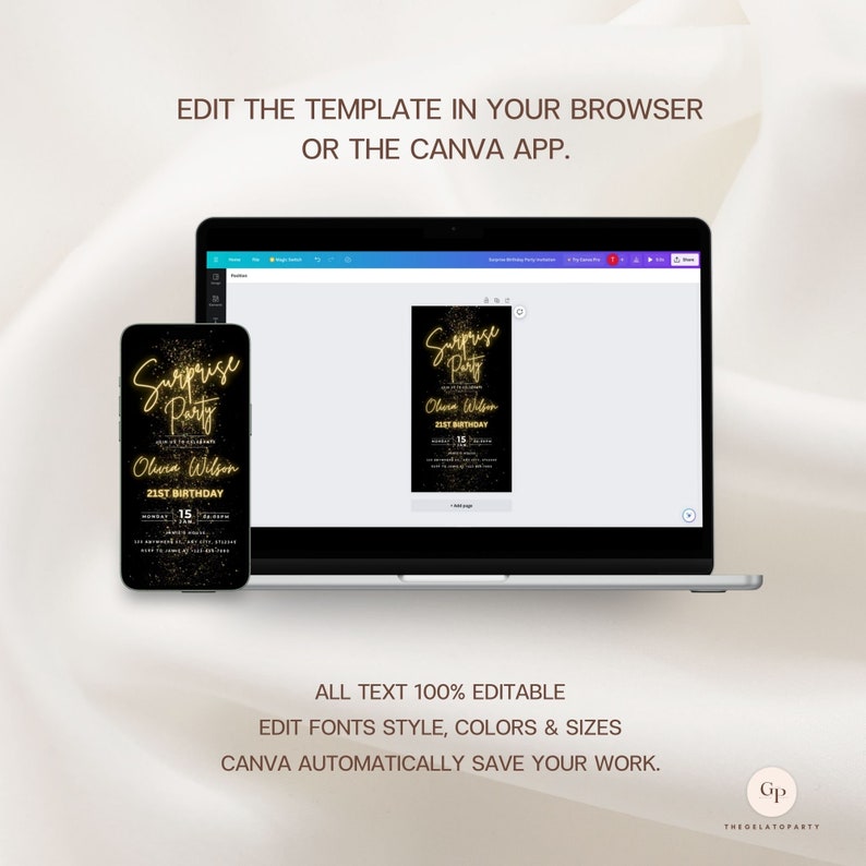 Editable Surprise Birthday Invitation Digital Birthday Party Invitation ...