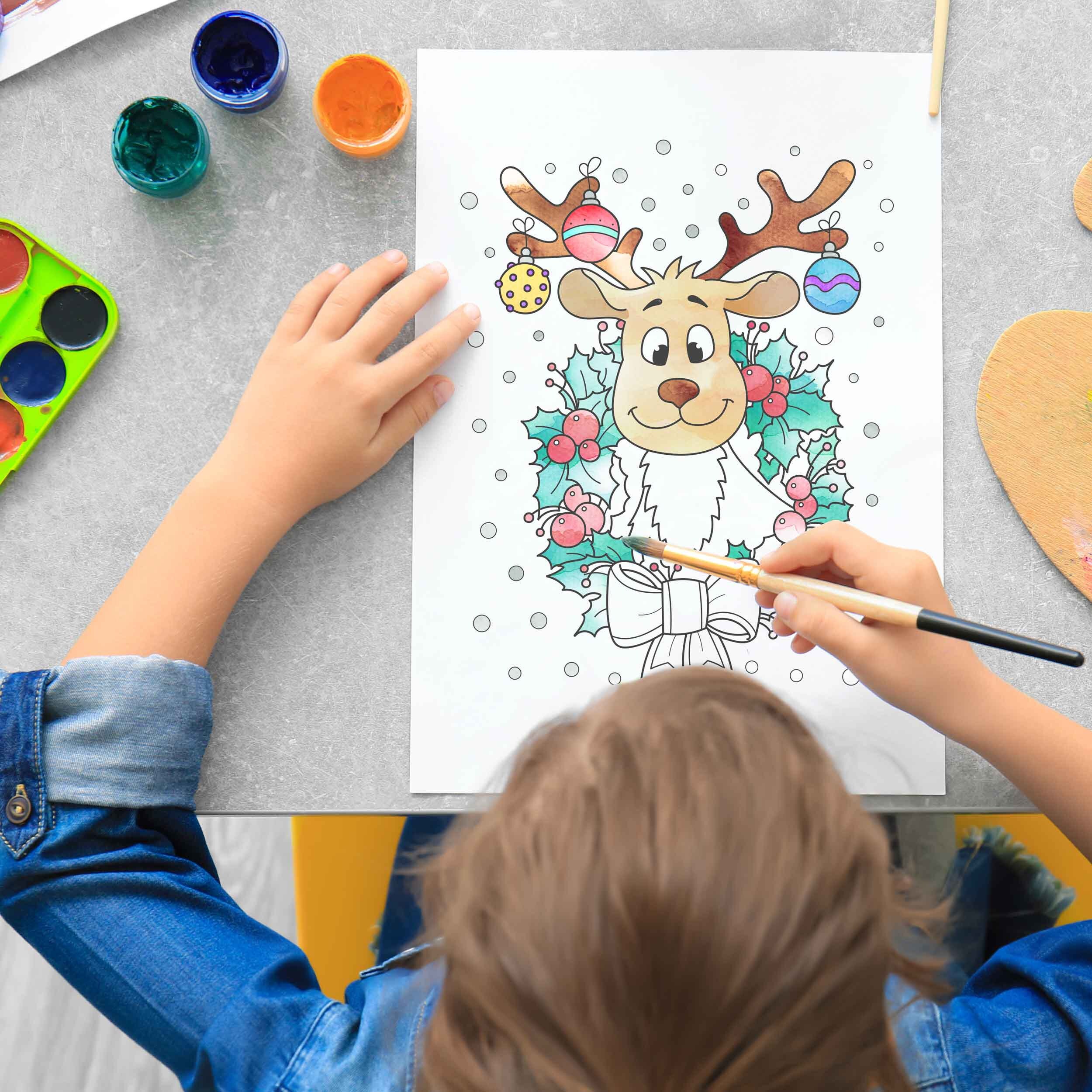Reindeer Coloring Sheet | Printable Christmas Reindeer Art for Kids ...