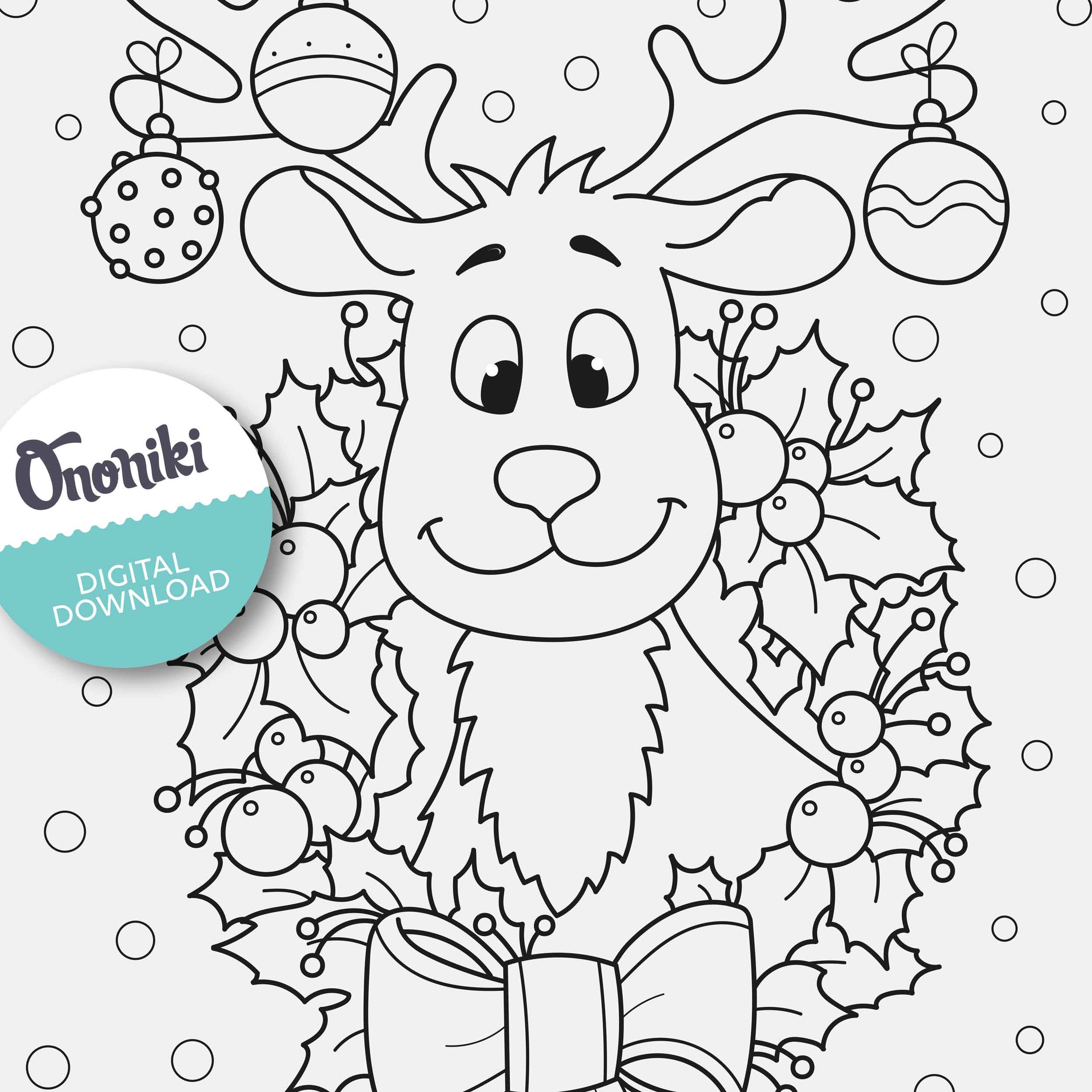 Reindeer Coloring Sheet | Printable Christmas Reindeer Art for Kids ...