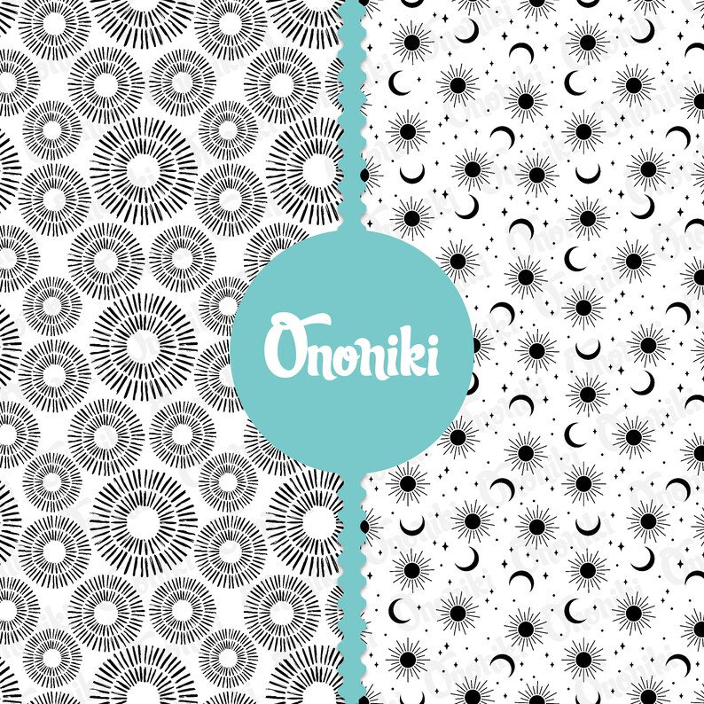 Black and White Seamless Digital Papers, Abstract Geometric Patterns in ...