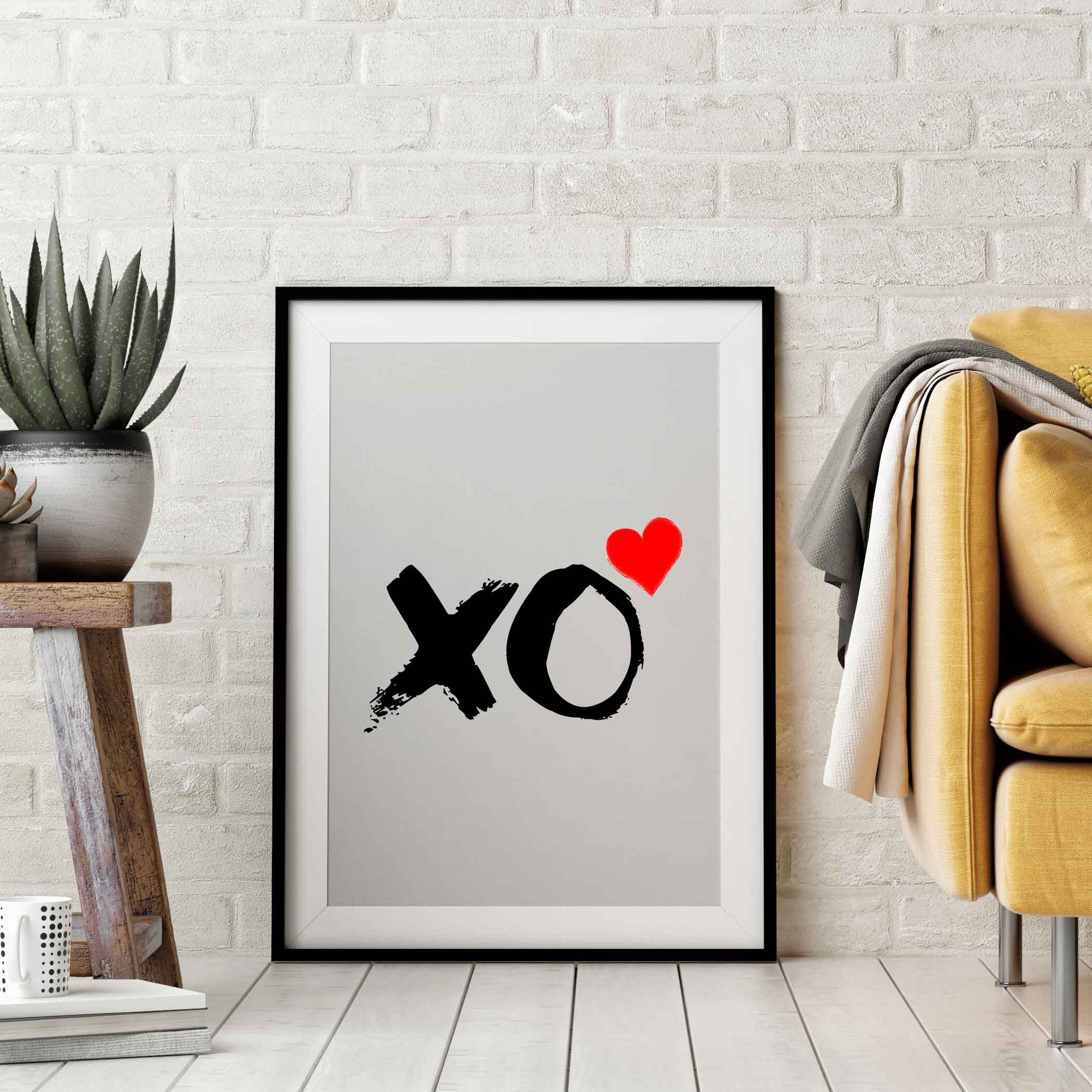 XO, Printable Wall Art, Heart, Art, Home Decor, Print, Black and White ...