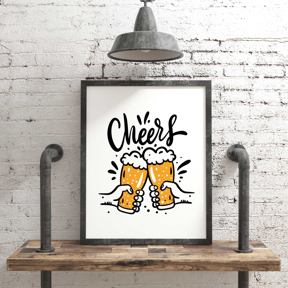 Cheers | Beer | Doodle | Line Art | Comics | Pub and Bar Wall Art ...
