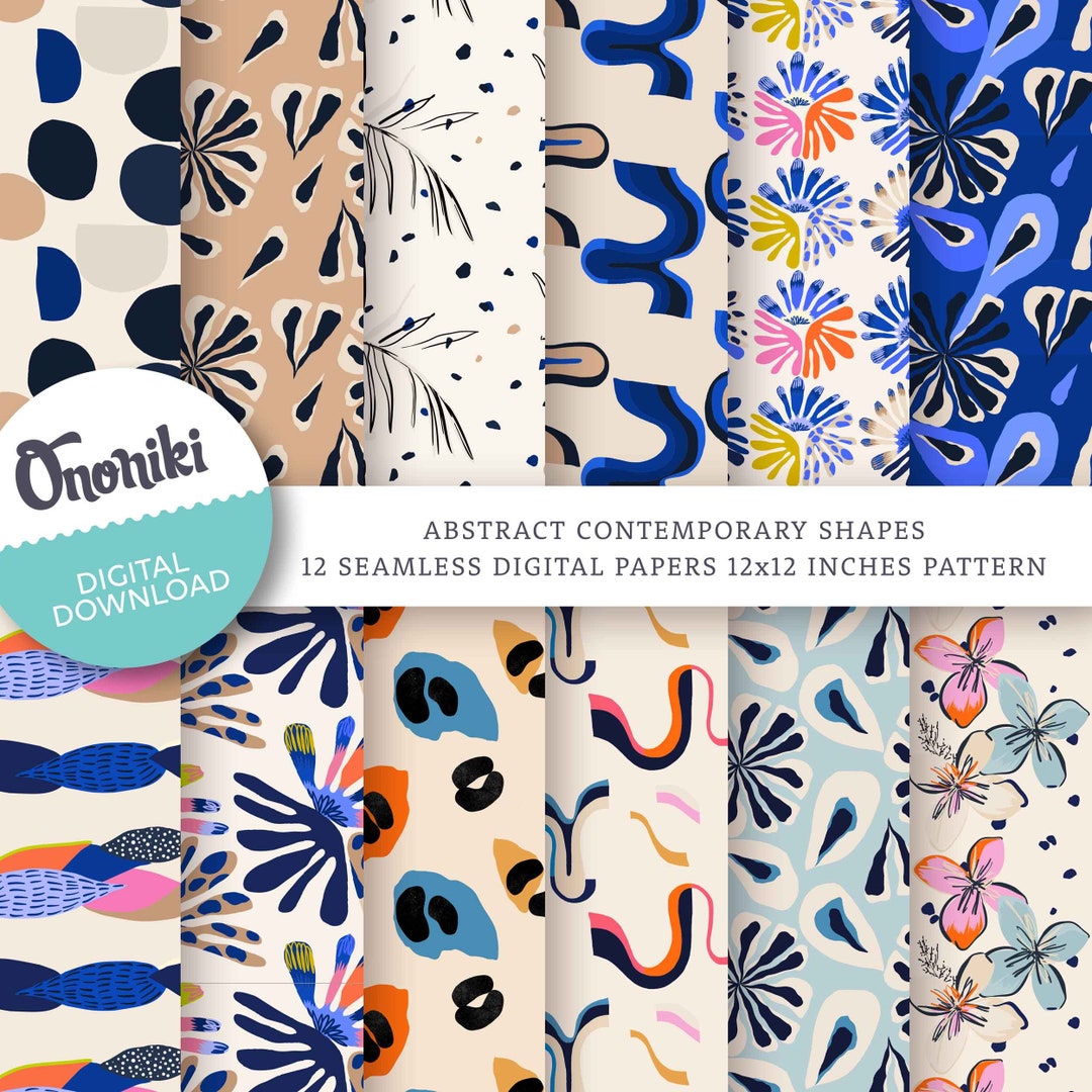 Abstract Contemporary Shapes Seamless Digital Papers, Abstract ...