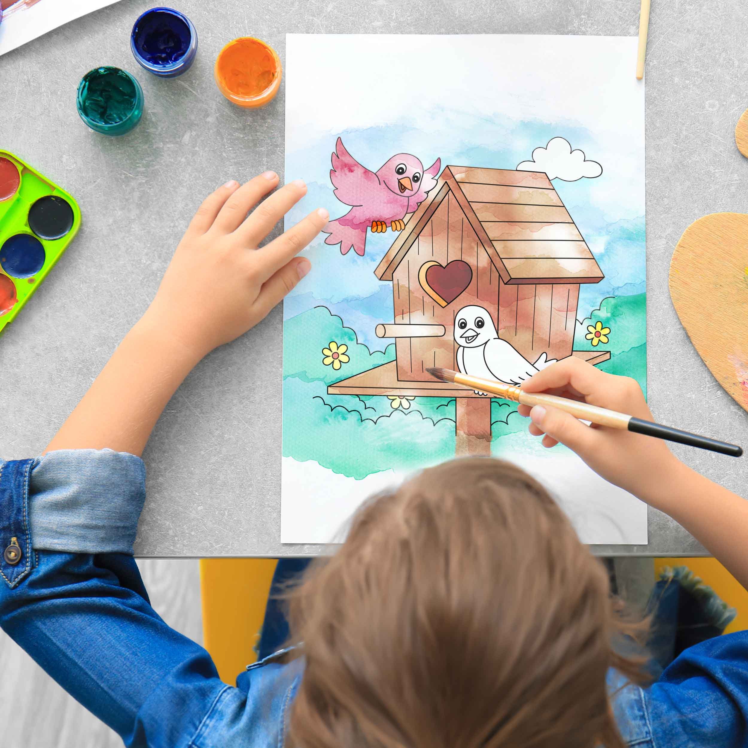 Spring Birdhouse Coloring Sheet | Printable Fun Art for Kids | A4 and 8 ...