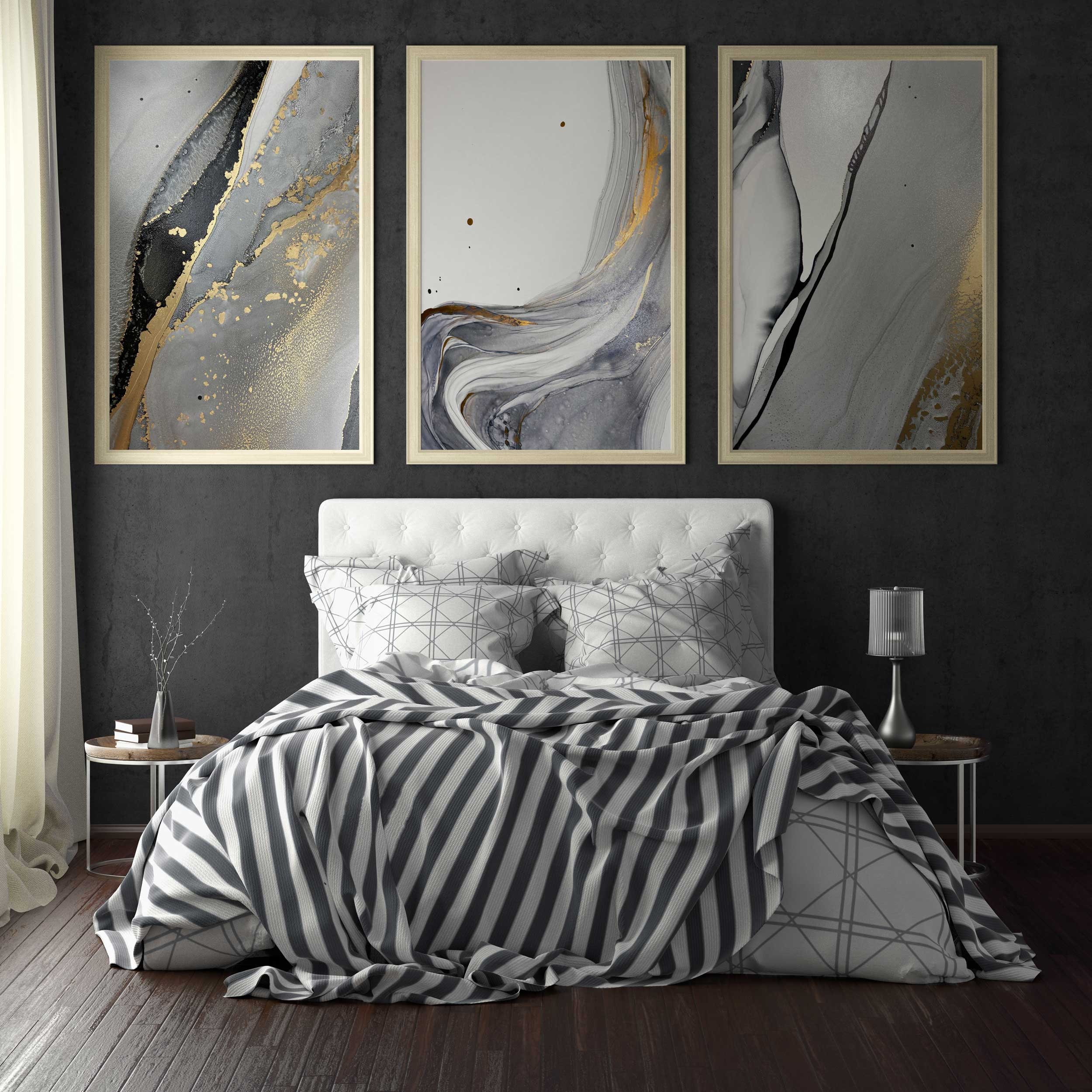 Abstract Neutral Luxury Liquid Wall Art | Set of 3 | Contemporary Wall ...