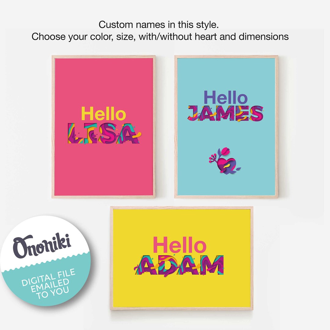 Custom Name Print, Bold Colourful Name Poster, Wall Art, Home Decor ...