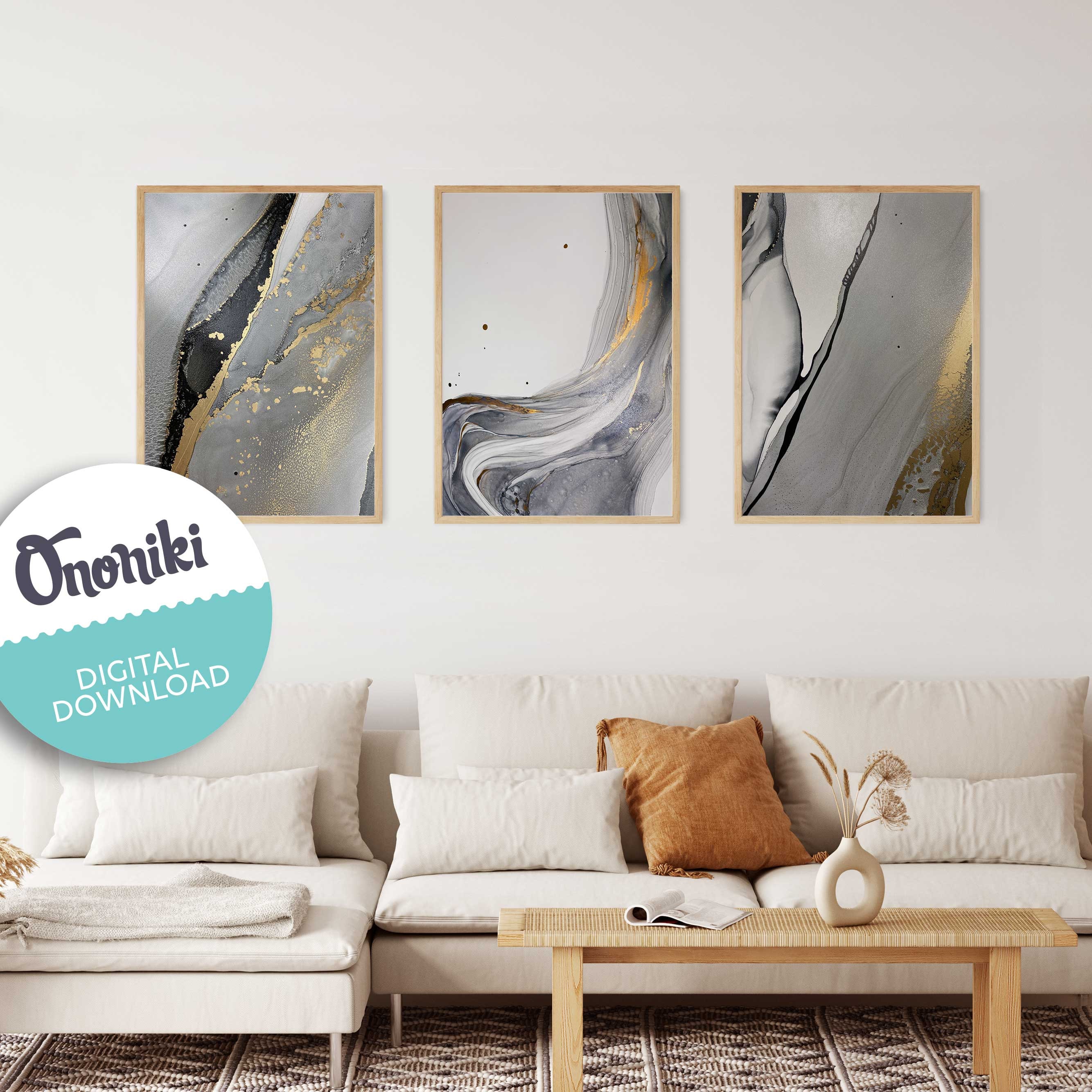 Abstract Neutral Luxury Liquid Wall Art Set of 3 - Etsy