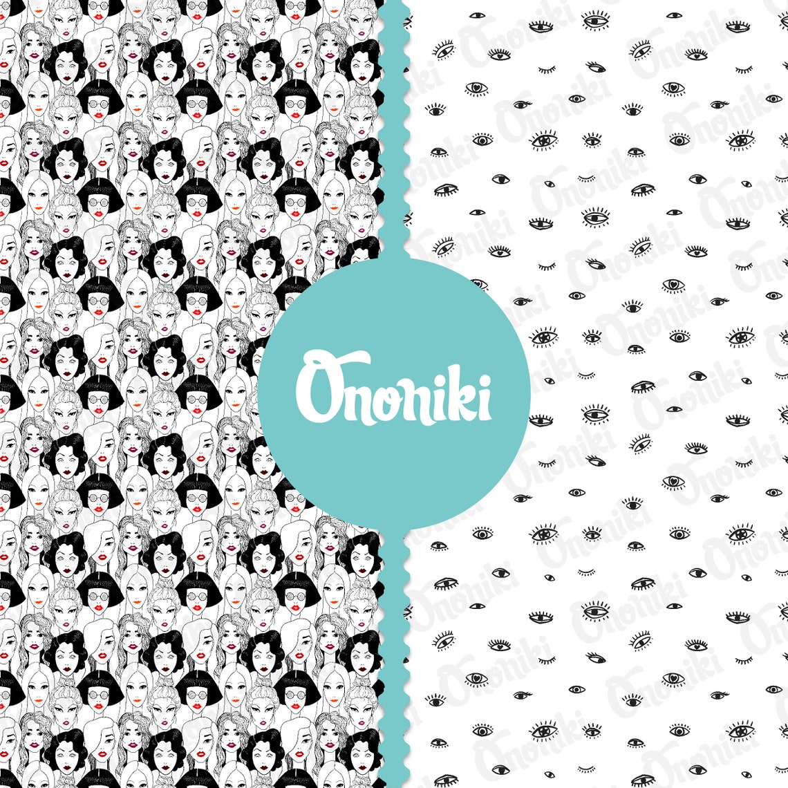 Black and White Seamless Digital Papers, Abstract Geometric Patterns in ...