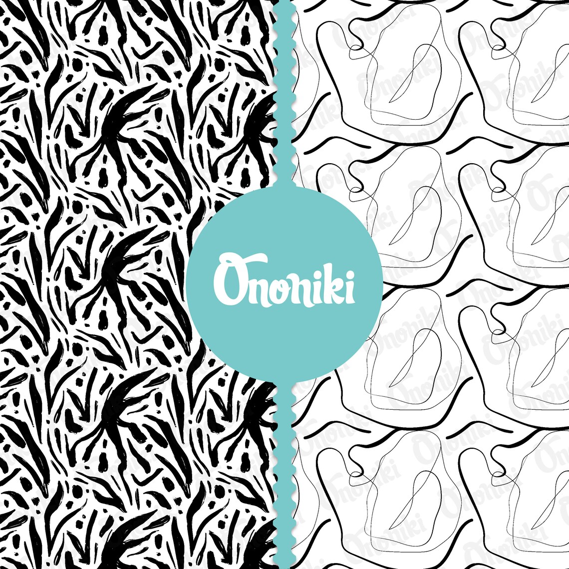 Black and White Seamless Digital Papers, Abstract Geometric Patterns in ...