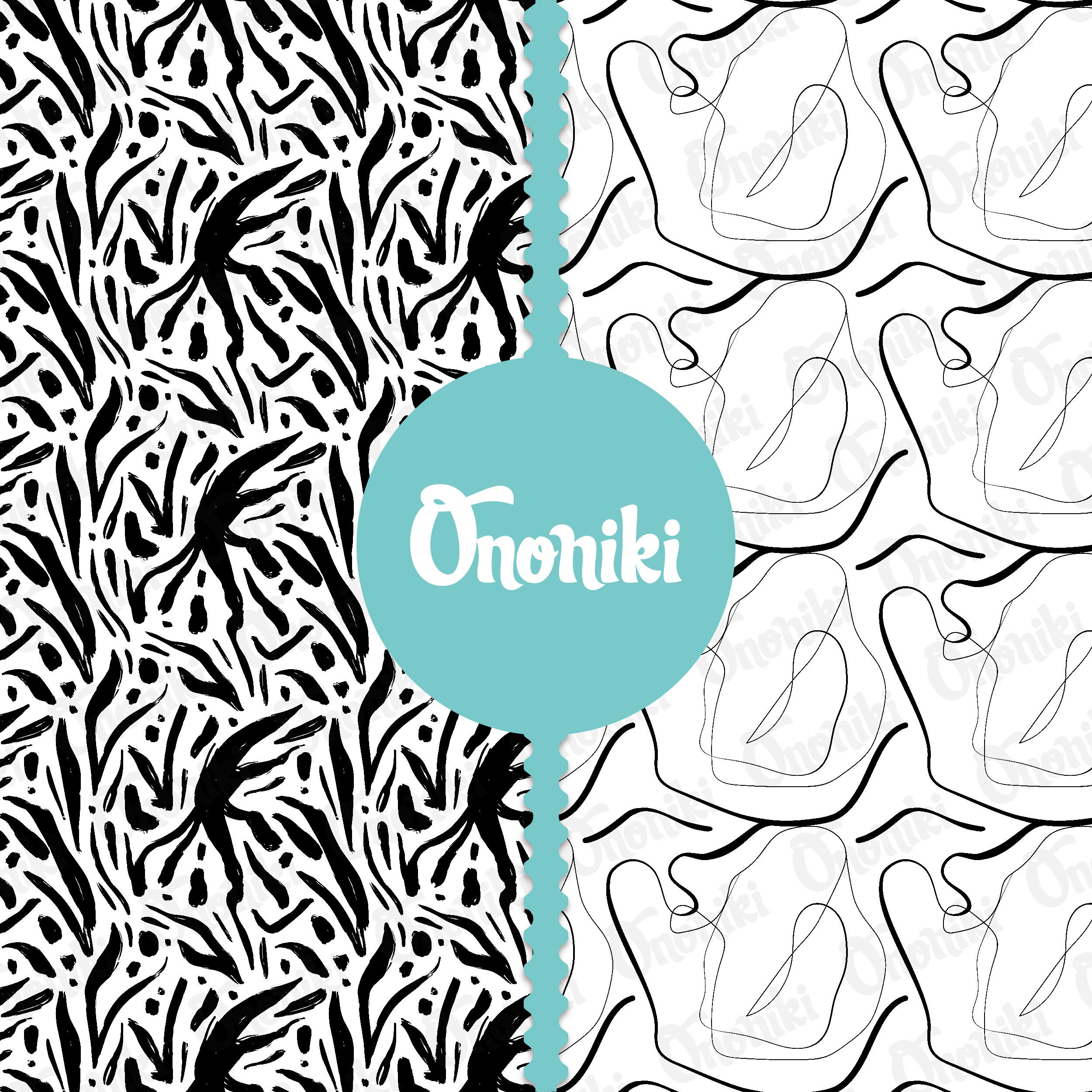 Black and White Seamless Digital Papers, Abstract Geometric Patterns in ...