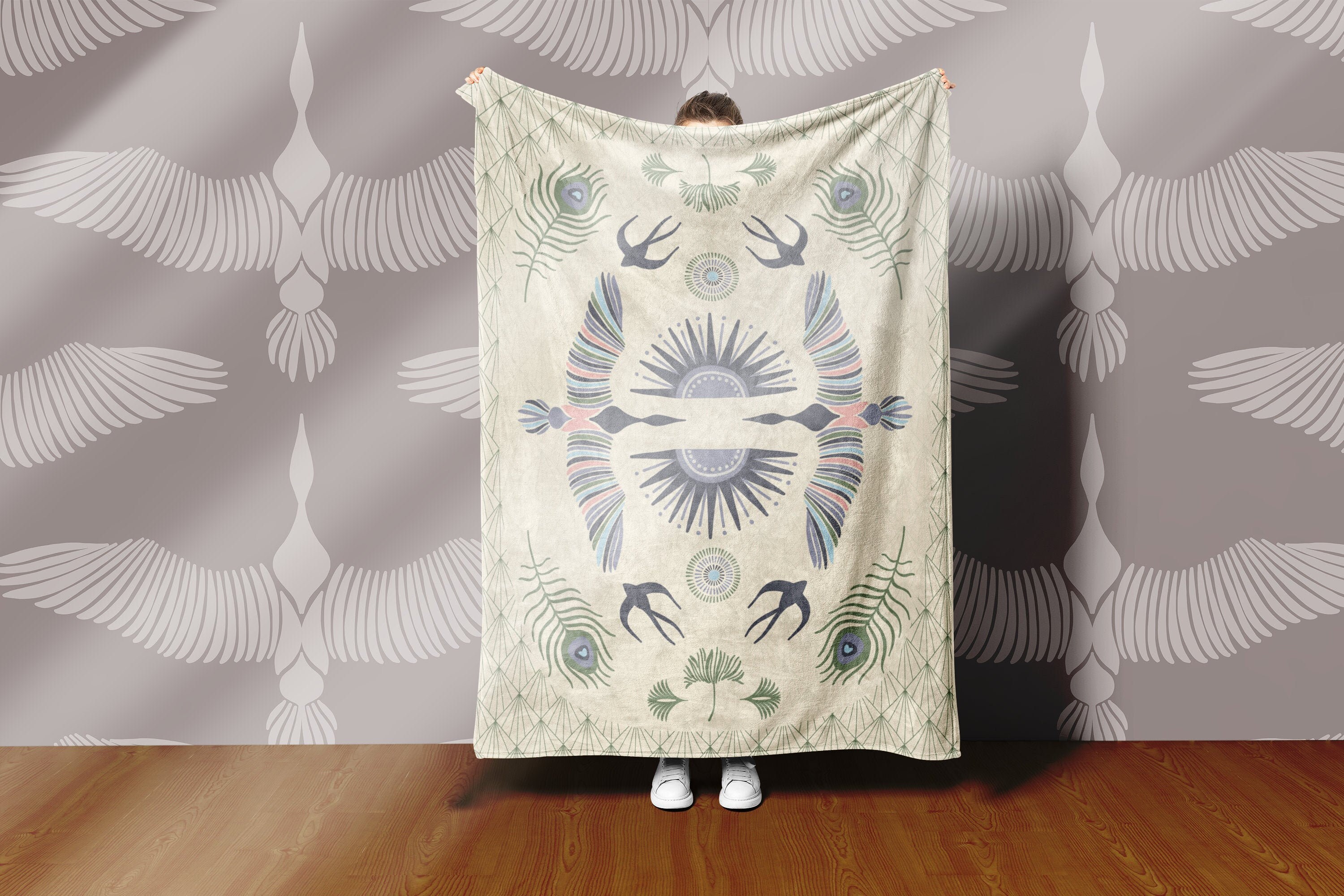 Skandinavische Folk Art Decke Boho Decke Decke Skandinavischer Stoff ...