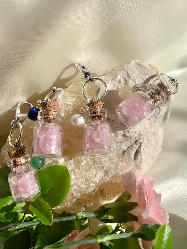 Crystal Mini Bottle Keychain Wish Bottles Keychain Mini Glass Jar ...