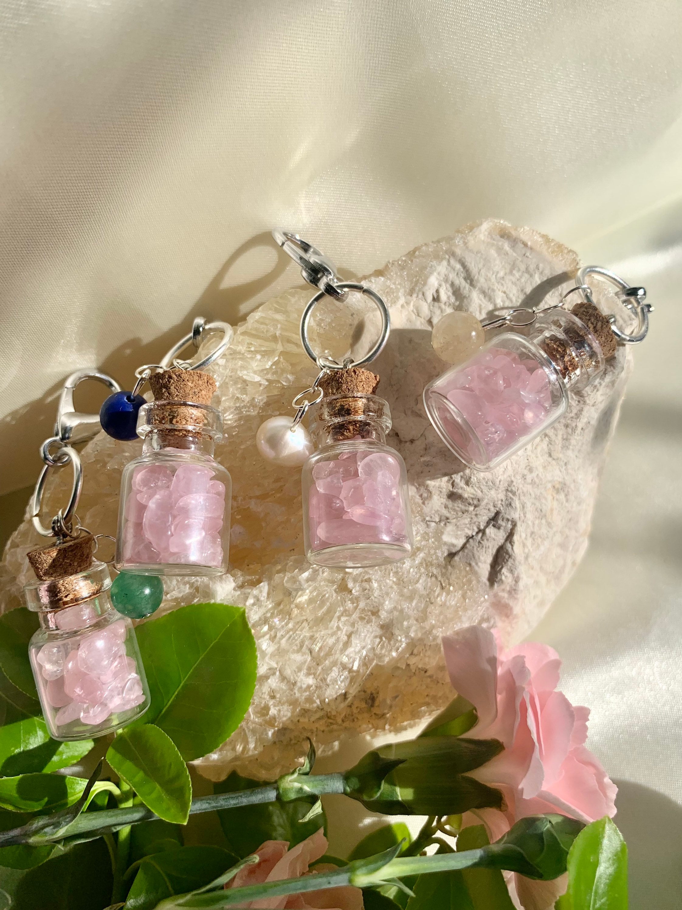 Crystal Mini Bottle Keychain Wish Bottles Keychain Mini Glass Jar ...