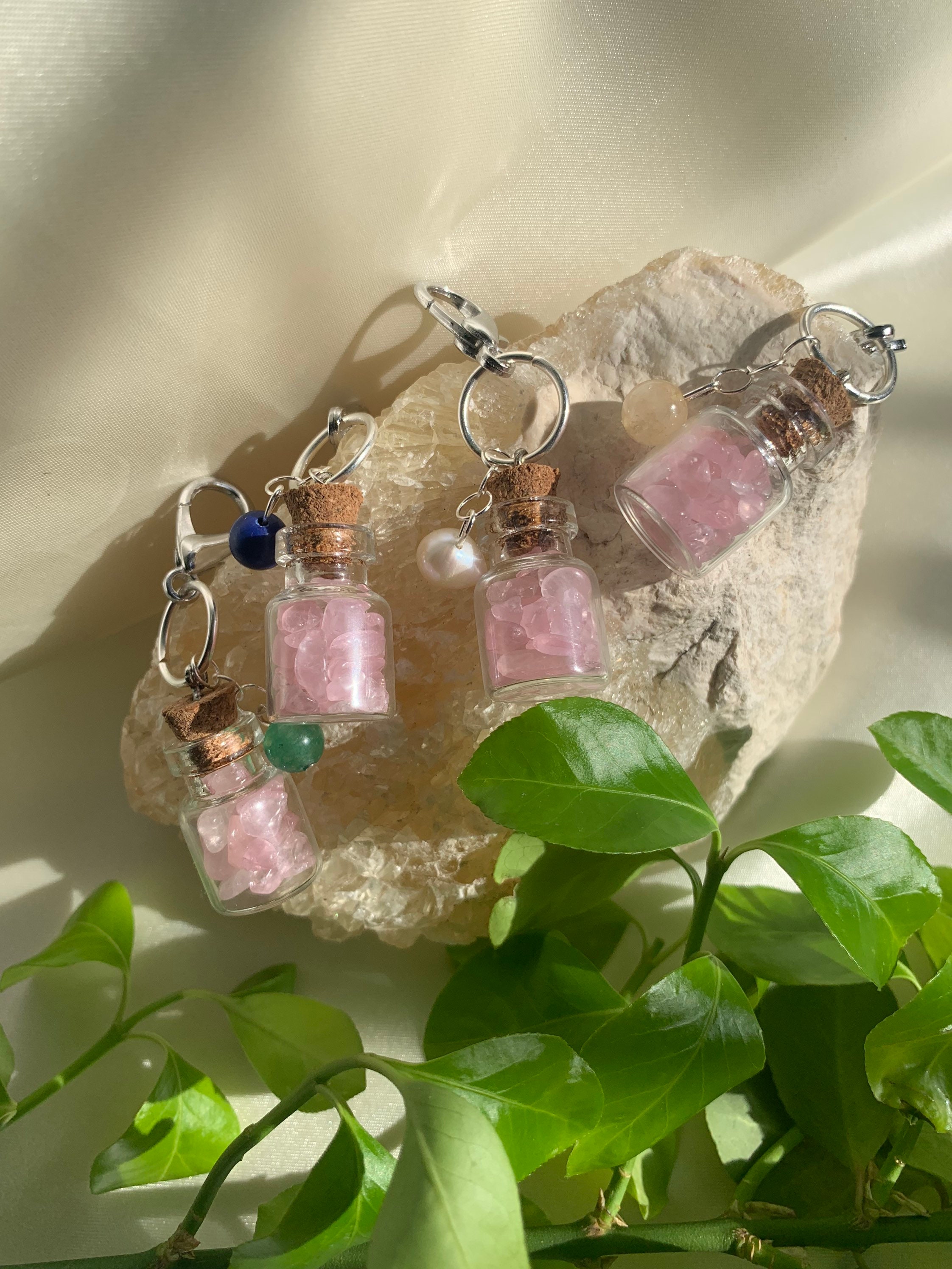 Crystal Mini Bottle Keychain Wish Bottles Keychain Mini Glass Jar ...