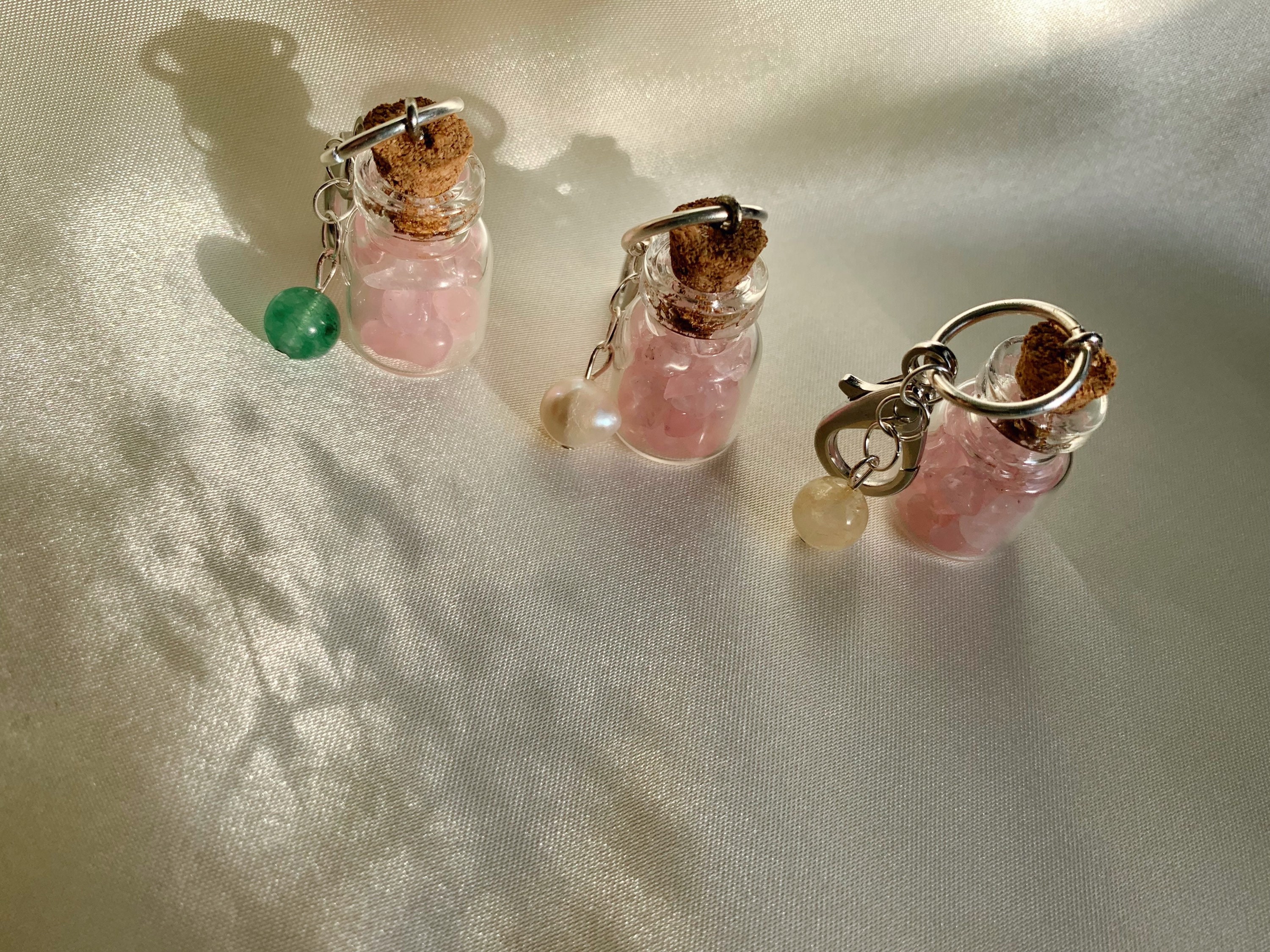 Crystal Mini Bottle Keychain Wish Bottles Keychain Mini Glass Jar ...
