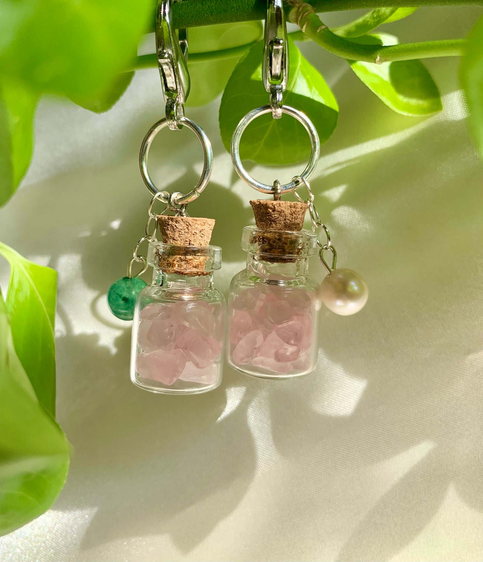 Crystal Mini Bottle Keychain Wish Bottles Keychain Mini Glass Jar ...