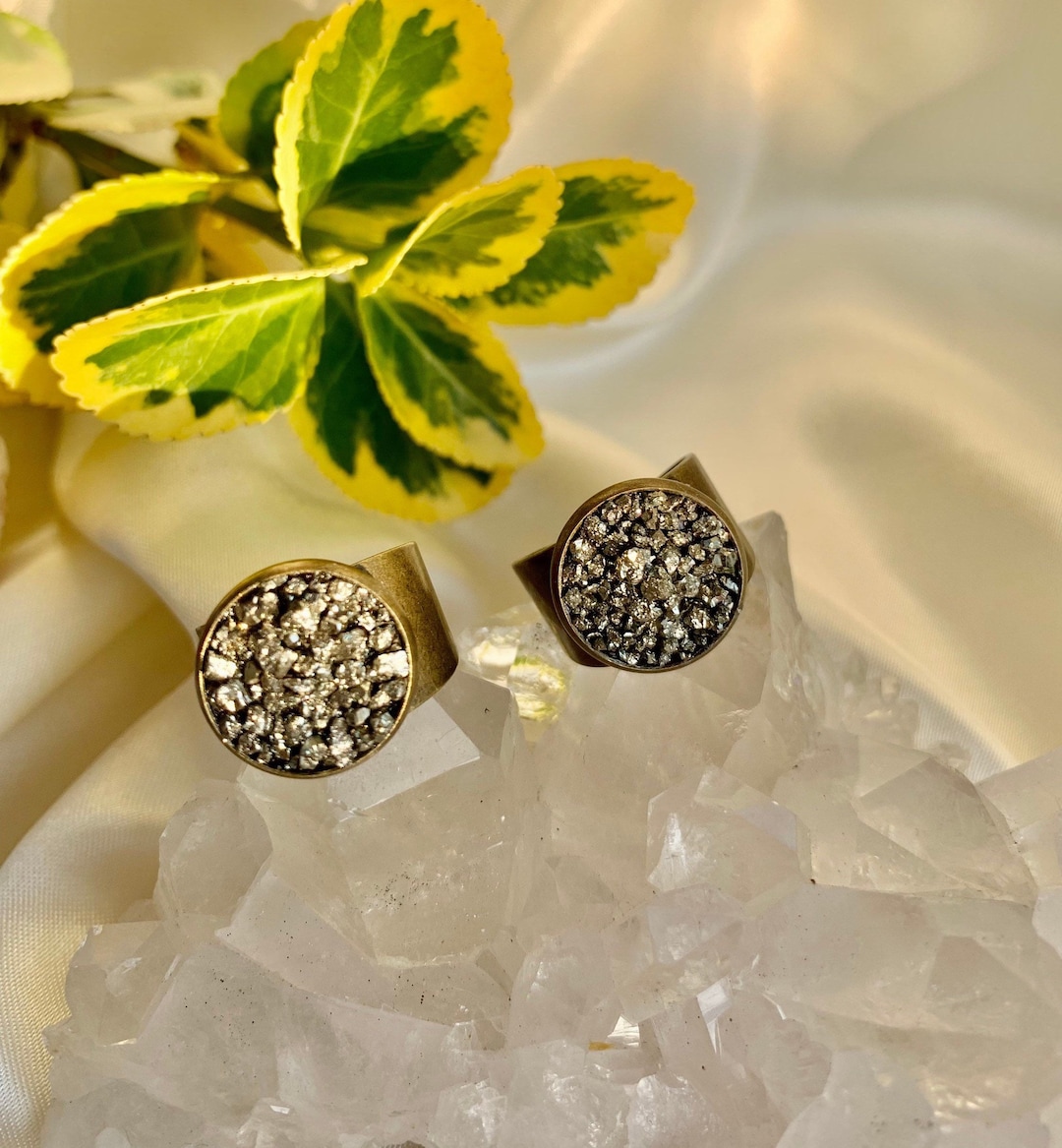 Pyrite Crystal Ring | Pyrite Ring | Pyrite Cluster Adjustable Ring ...