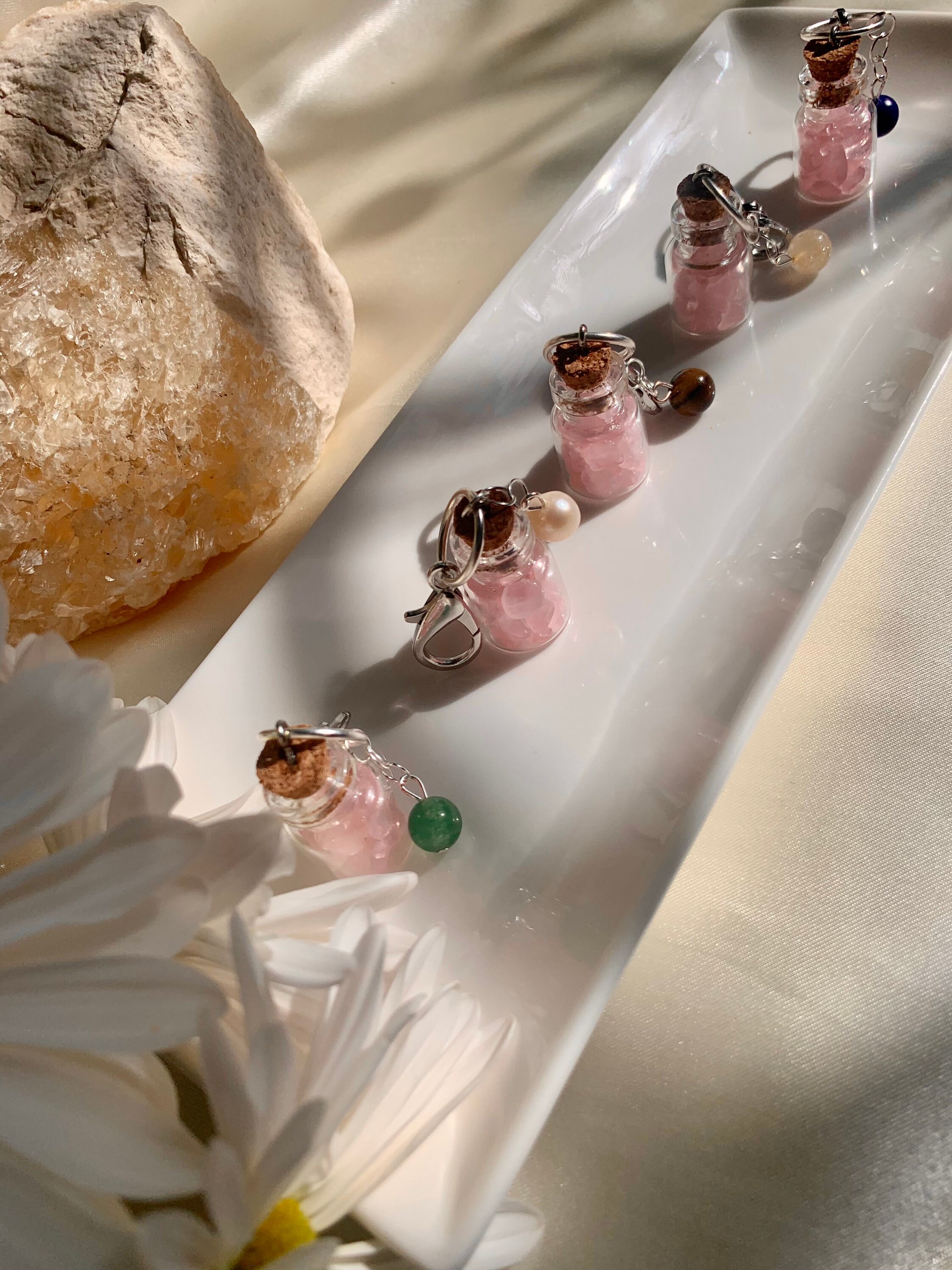 Crystal Mini Bottle Keychain Wish Bottles Keychain Mini Glass Jar ...