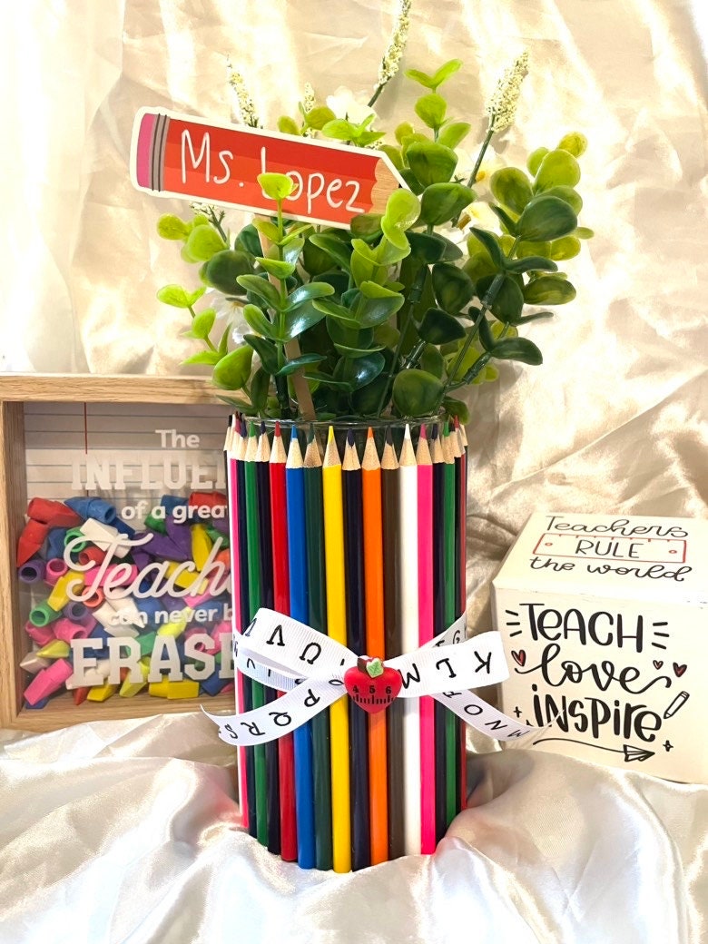 Teacher Gift Colored Pencil Flower Vase Thank a Teacher teacher ...