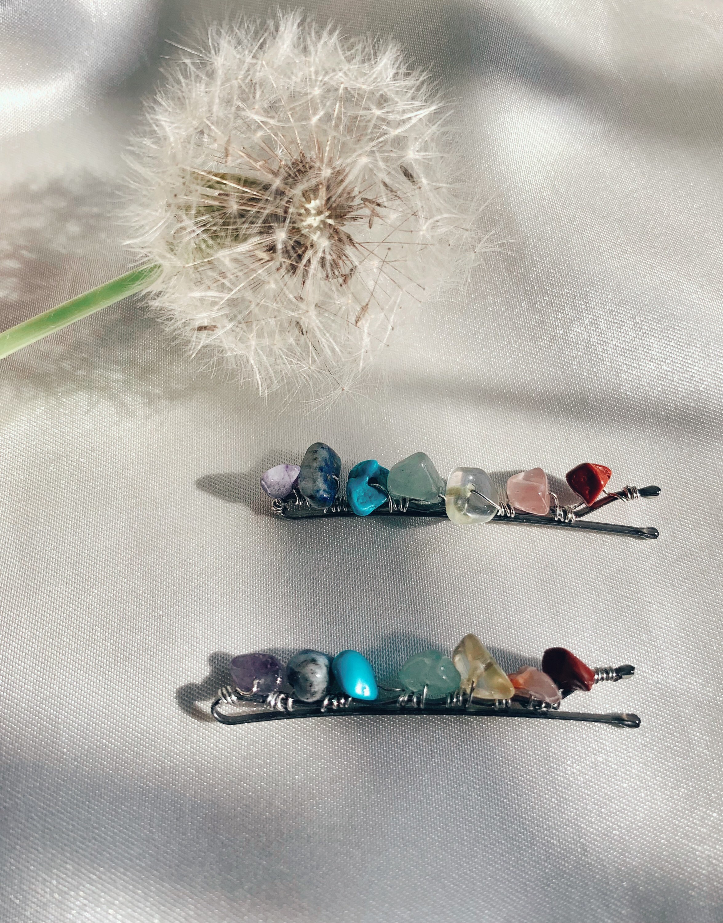 Crystal Chakra Bobby Pins | Chakra Pins |crystal Hair Pins |stone Hair ...