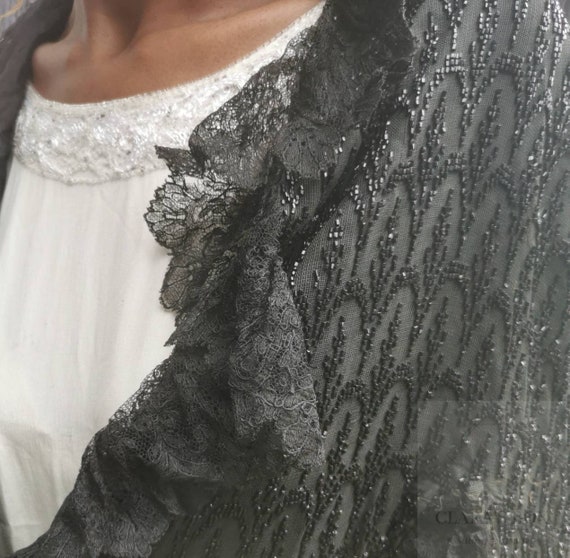 Antique Victorian Jet Beaded Mantle Cape Mourning Shawl | Etsy