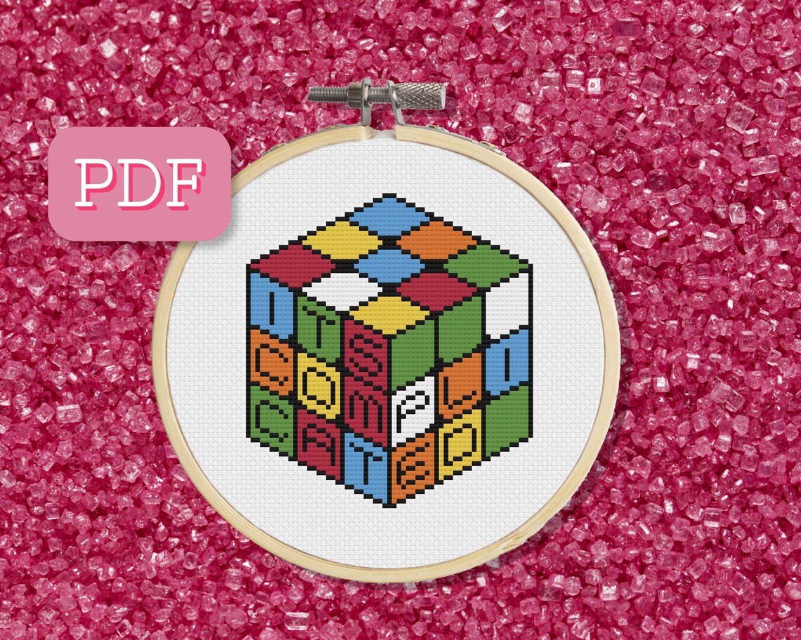 It's Complicated Rubik's Cube Modern Cross Stitch | Etsy
