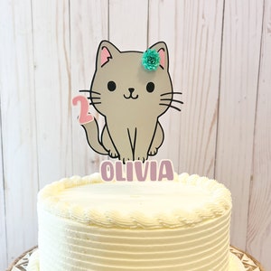 Cat Cake Topper, Kitty Cat Cake Topper, Cat Birthday Decorations, Cat ...