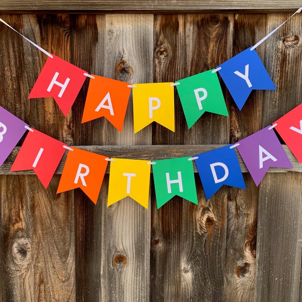 Rainbow Birthday Banner - Etsy