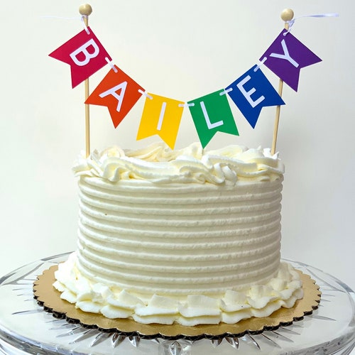 Banner Cake Topper Rainbow Cake Topper Personalized Name - Etsy