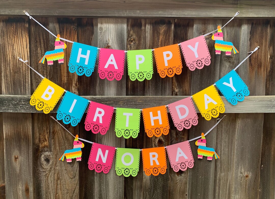 Fiesta Birthday Banner, Colorful Fiesta Banner, Papel Picado Banner ...
