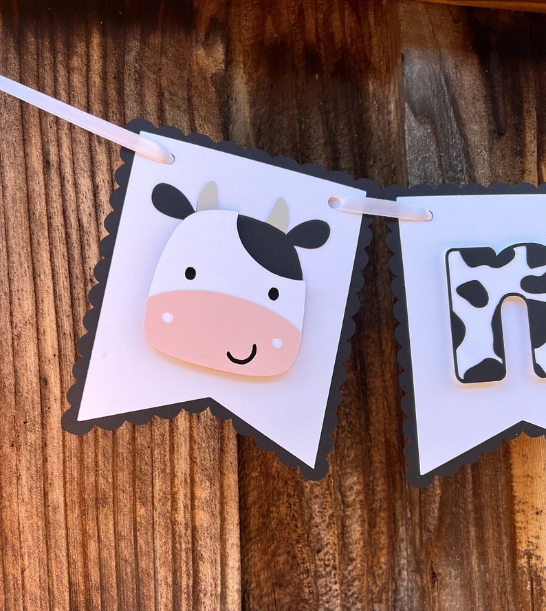 Cow High Chair Banner Cow ONE Banner Farm First Birthday - Etsy