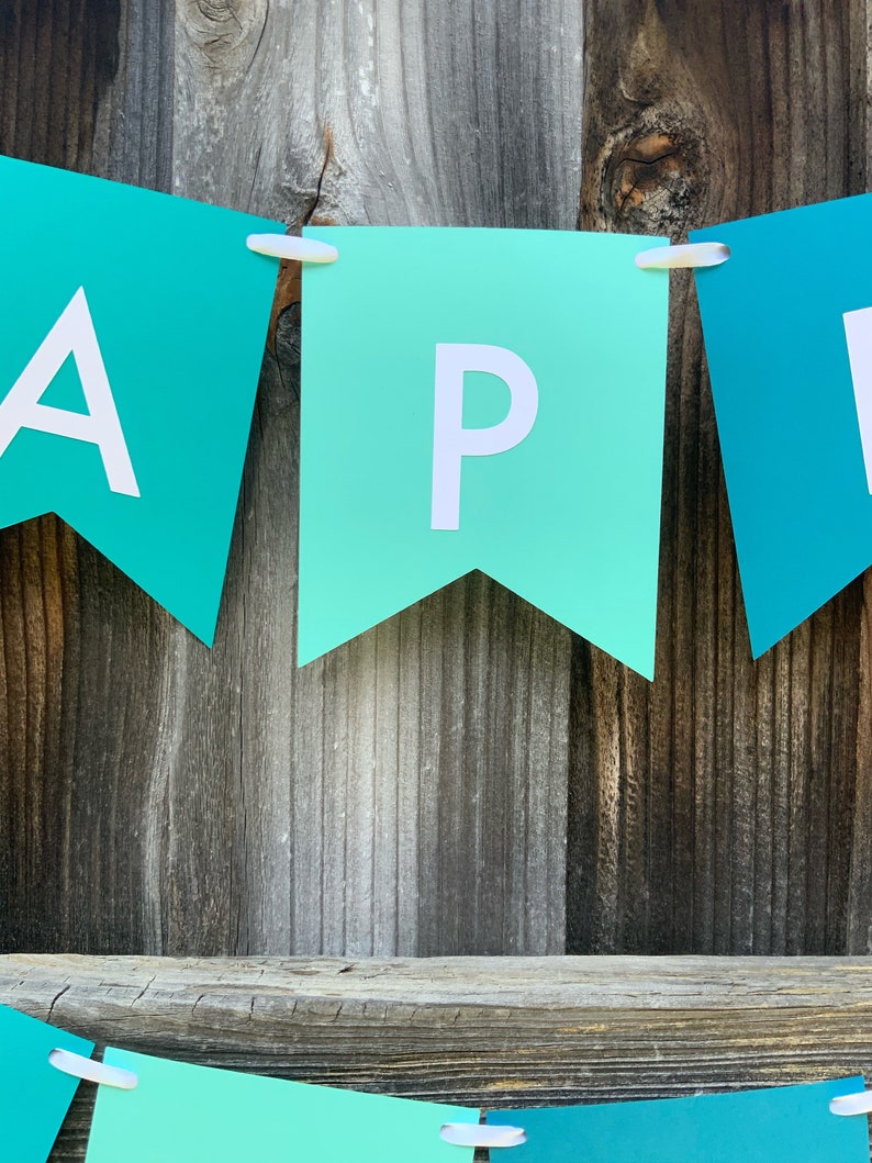 Happy Birthday Banner Blue Birthday Banner Shades of Blue | Etsy