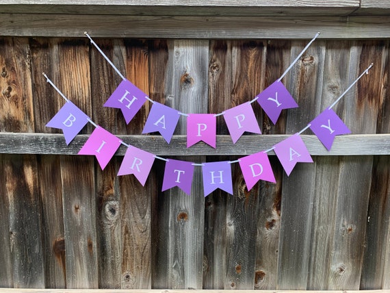Banners & Signs Lilac & Dark Purple Pennant Flags Two Tone Purple Happy ...