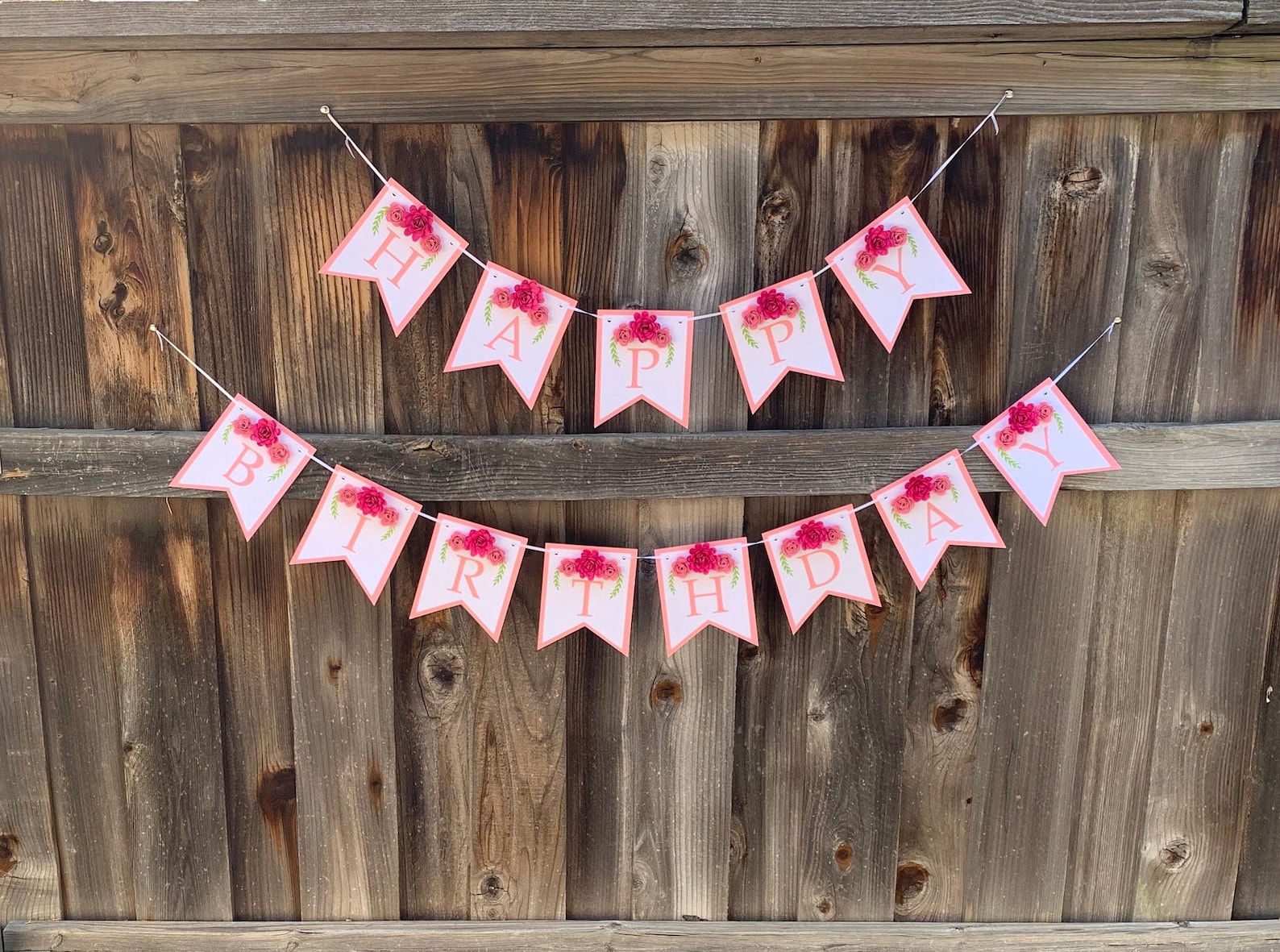 Flower Banner, Floral Birthday Banner, 3D Flower Banner, Personalized ...