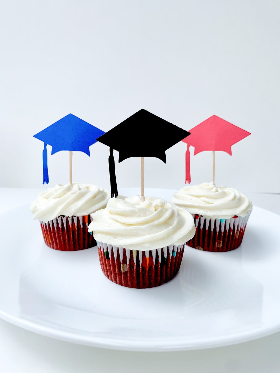 Graduation Cap Cupcake Toppers, 2024 Graduation Cupcake Toppers, Custom ...