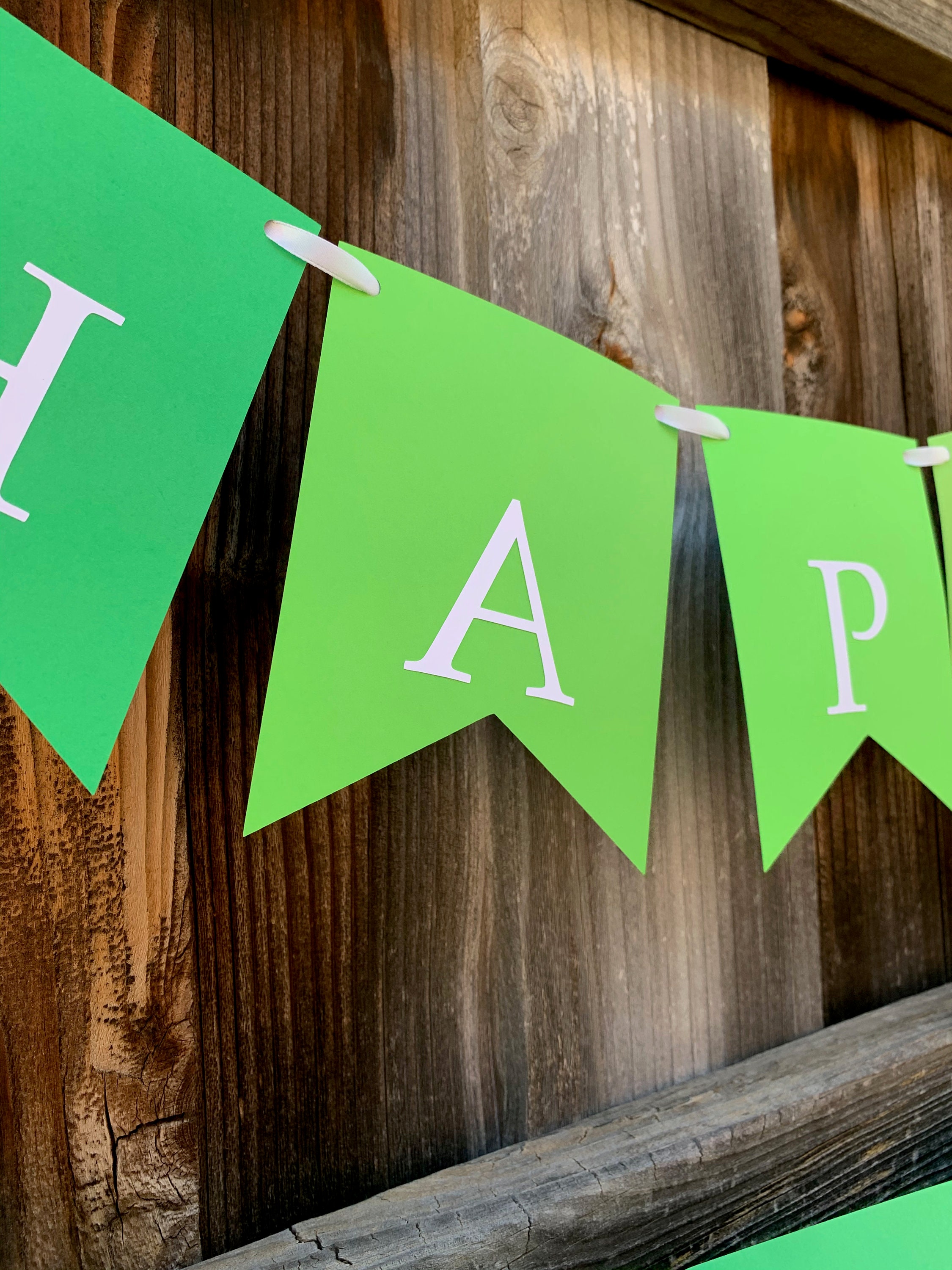 Happy Birthday Banner, Green Birthday Banner, Shades of Green Birthday ...