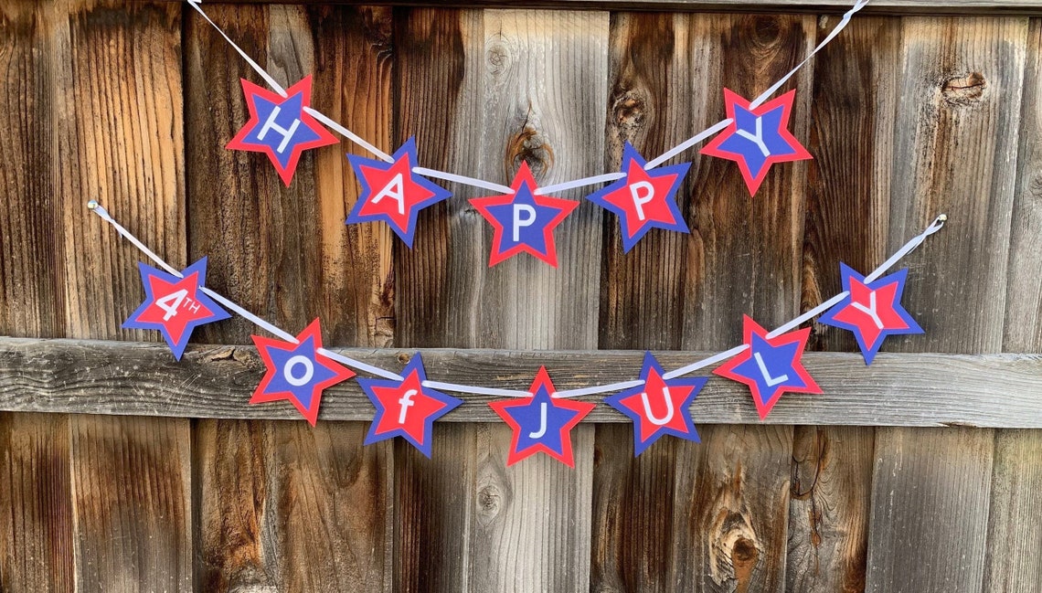 4th of July Banner Independence Day Banner Red White & Blue | Etsy
