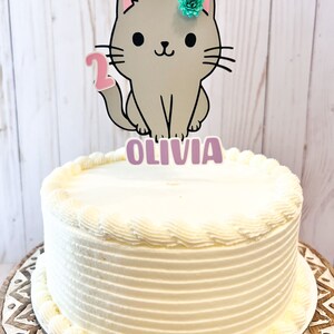 Cat Cake Topper, Kitty Cat Cake Topper, Cat Birthday Decorations, Cat ...