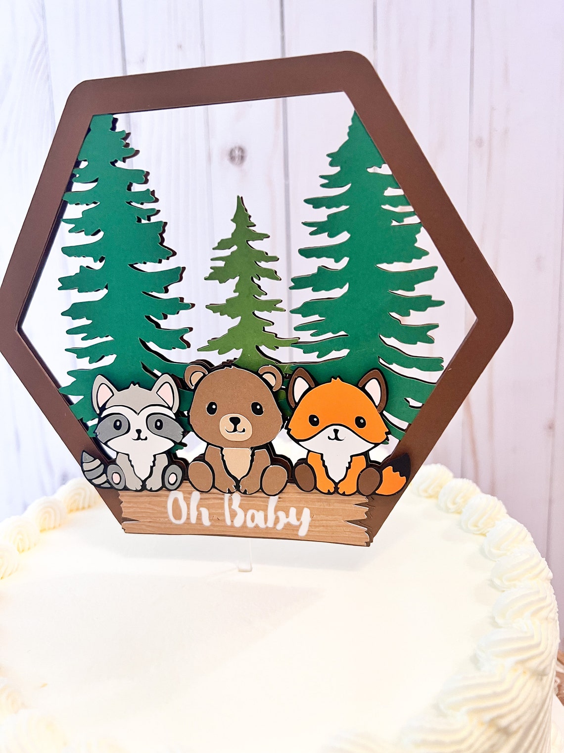Woodland Cake Topper, Forest Cake Topper, Woodland Baby Shower, Oh Baby ...