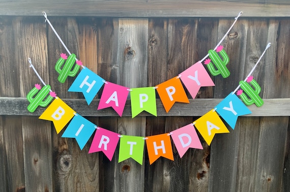 Cactus Birthday Banner Succulent Birthday Banner Fiesta | Etsy